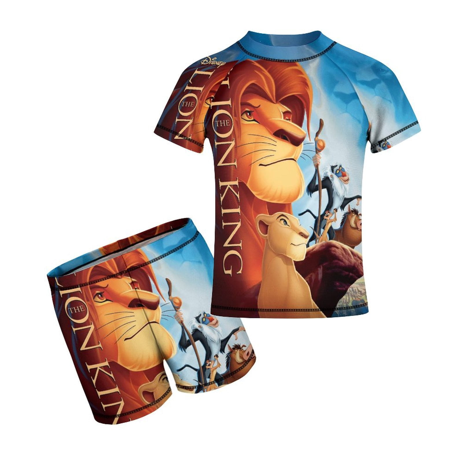 The Lion King Boys Two Piece Swimsuit Kids Swimwear Set Short Sleeve ...