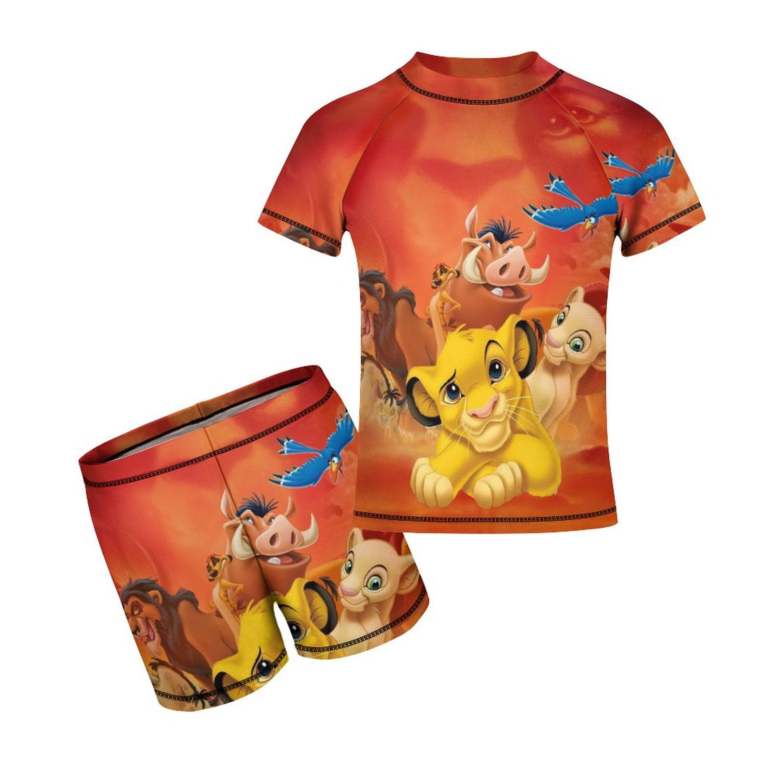 The Lion King Boys Two Piece Swimsuit Kids Swimwear Set Short Sleeve ...