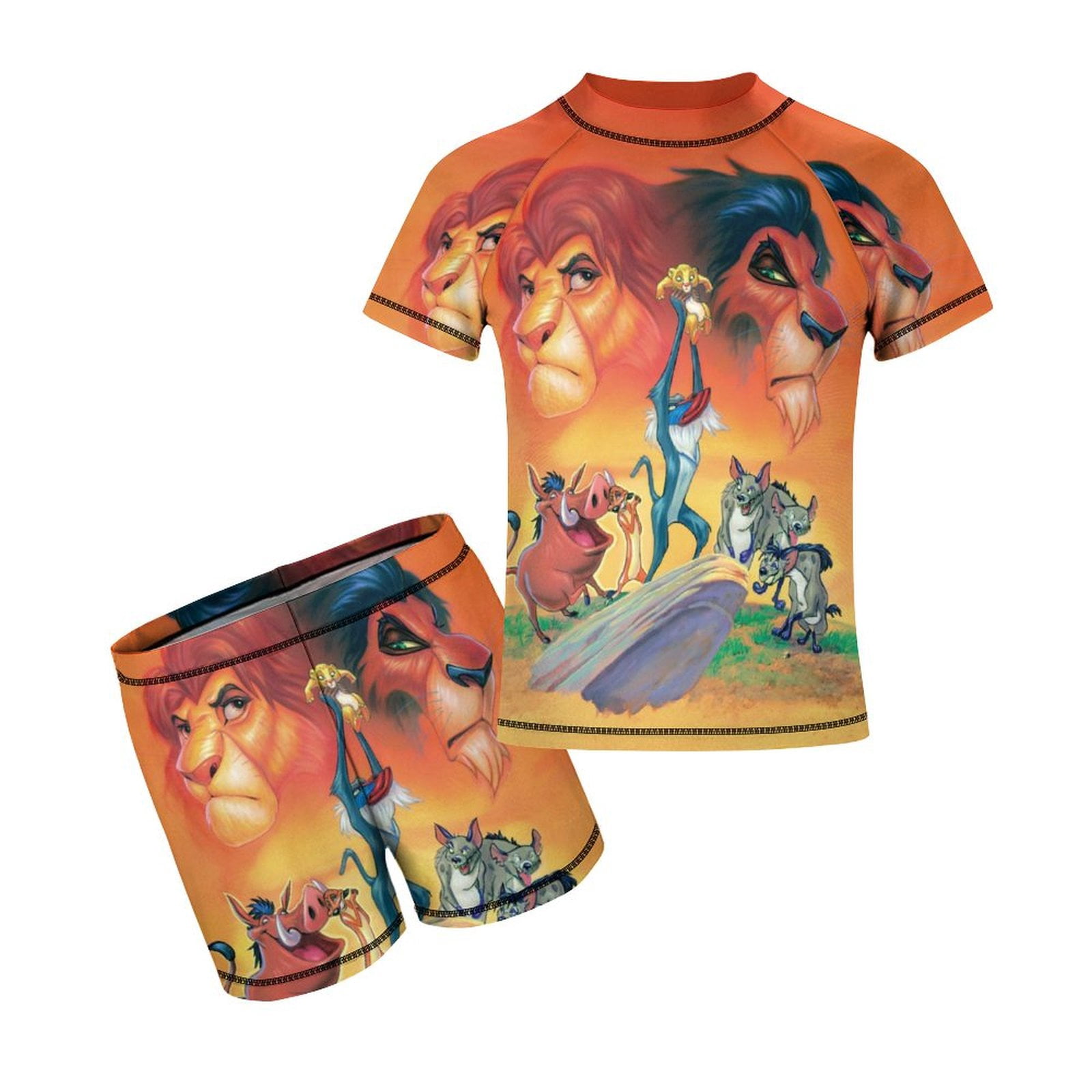 The Lion King Boys Two Piece Swimsuit Kids Swimwear Set Short Sleeve ...