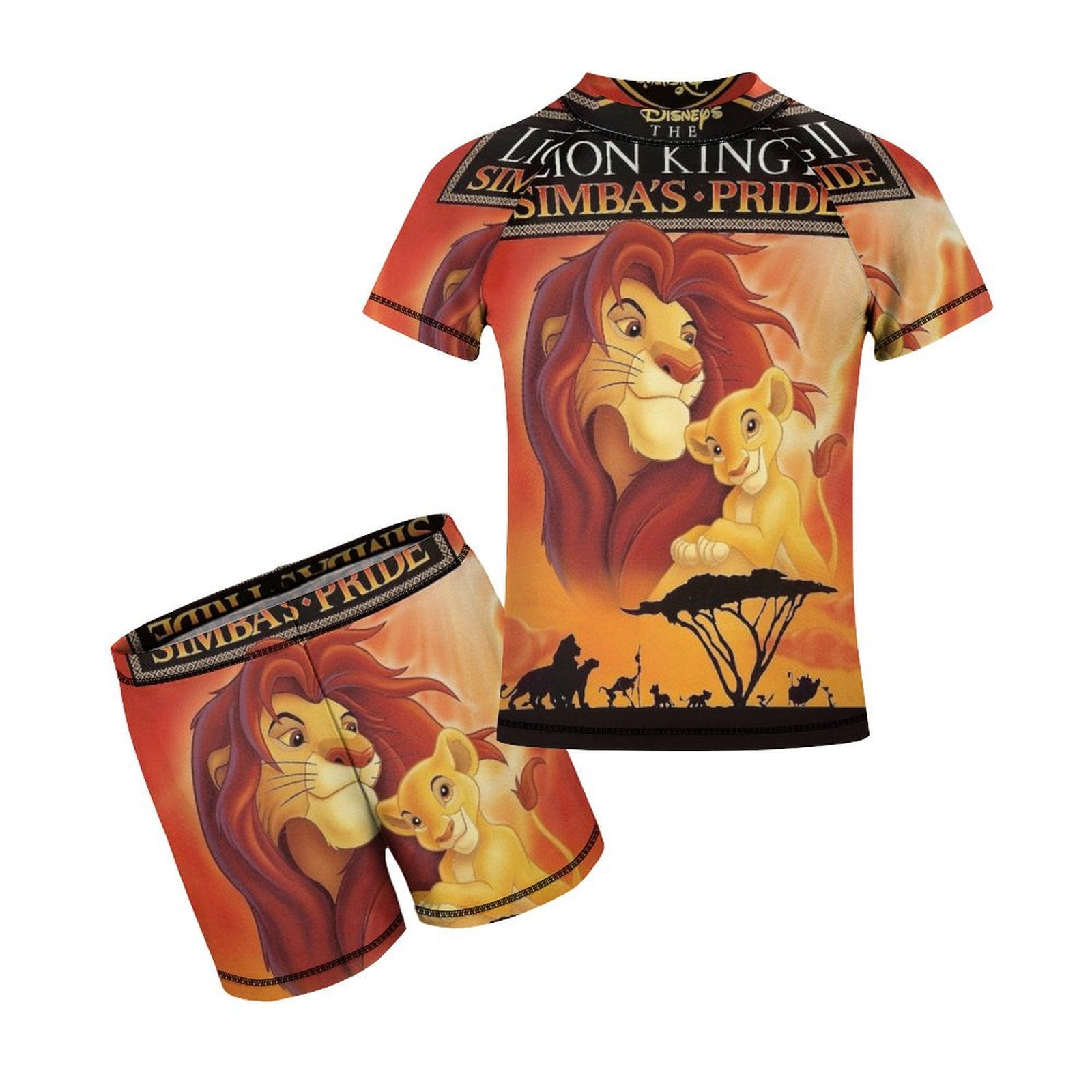 The Lion King Boys Two Piece Swimsuit Kids Swimwear Set Short Sleeve ...