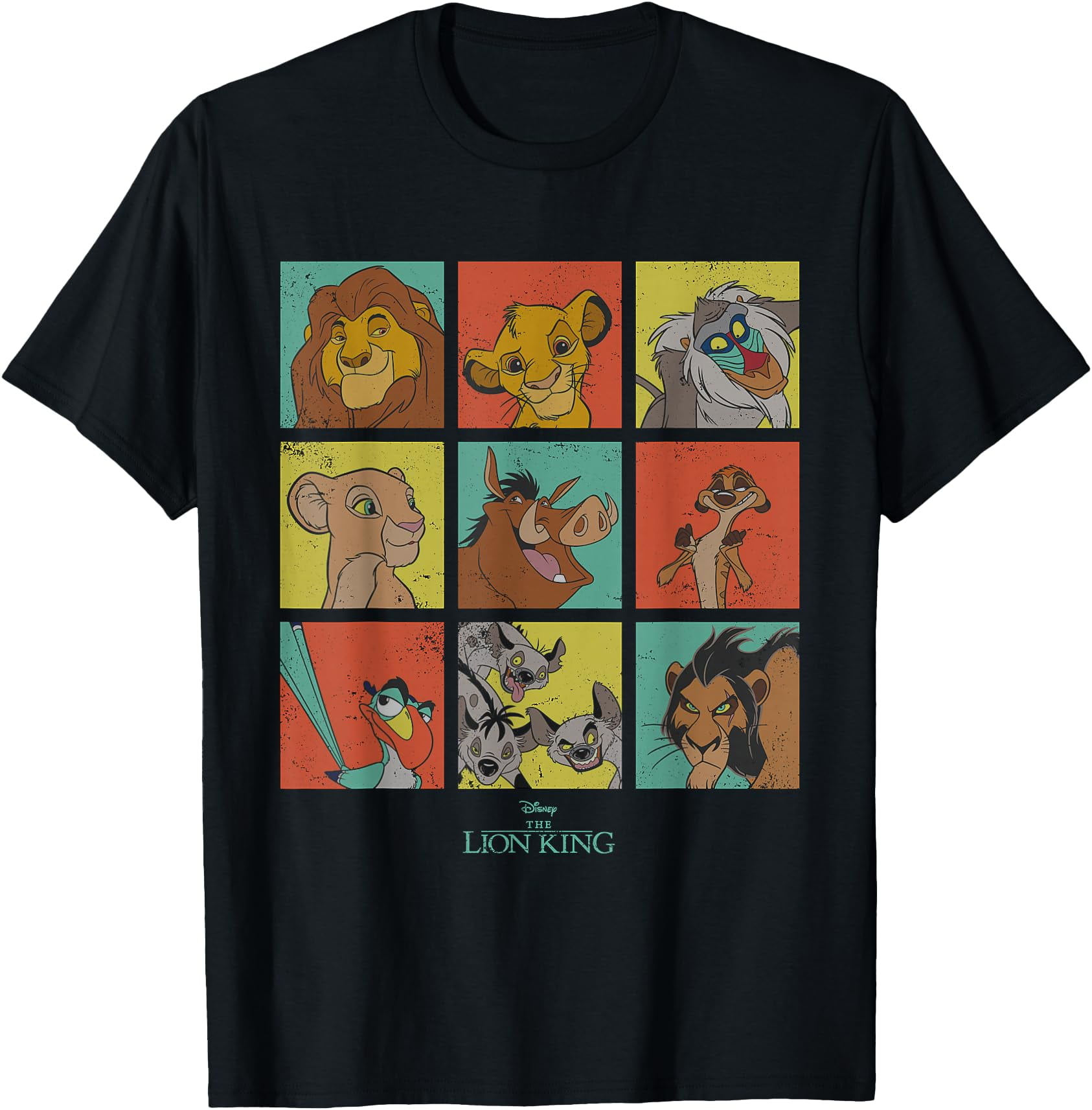 The Lion King Characters 90s Grid DTG Print Unisex T-Shirt,Black Color ...