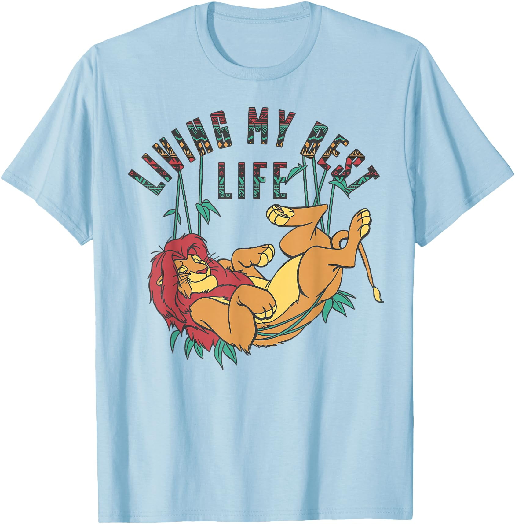 The Lion King Living My Best Life Simba Text Fill DTG Print Unisex T ...