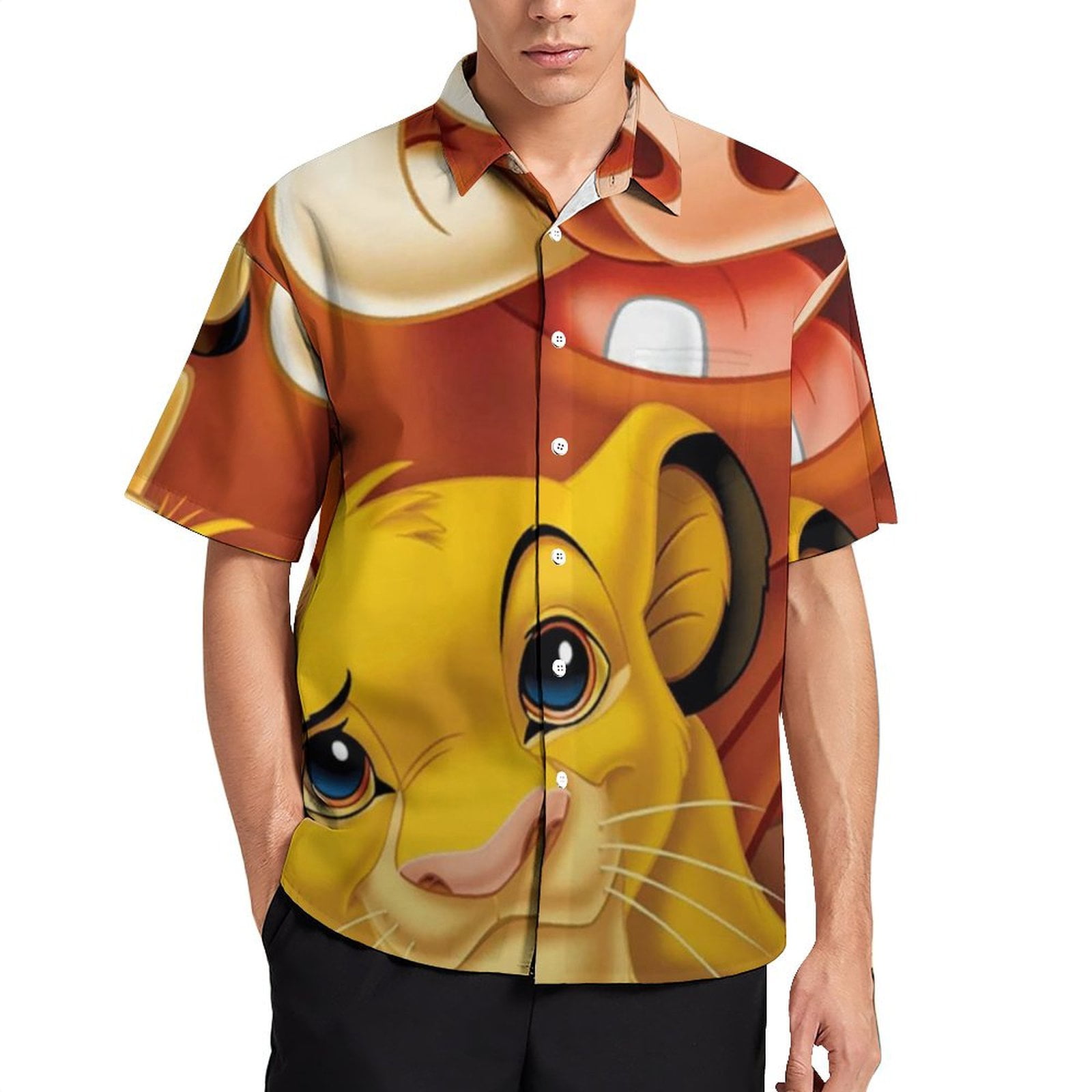 The Lion King Men's Hawaiian Shirts Short Sleeve Button Down Casual ...