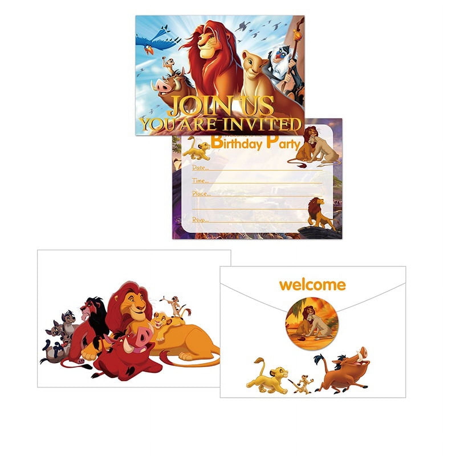 The Lion King Theme Birthday Party Invitation & Envelopes，12Pcs ...
