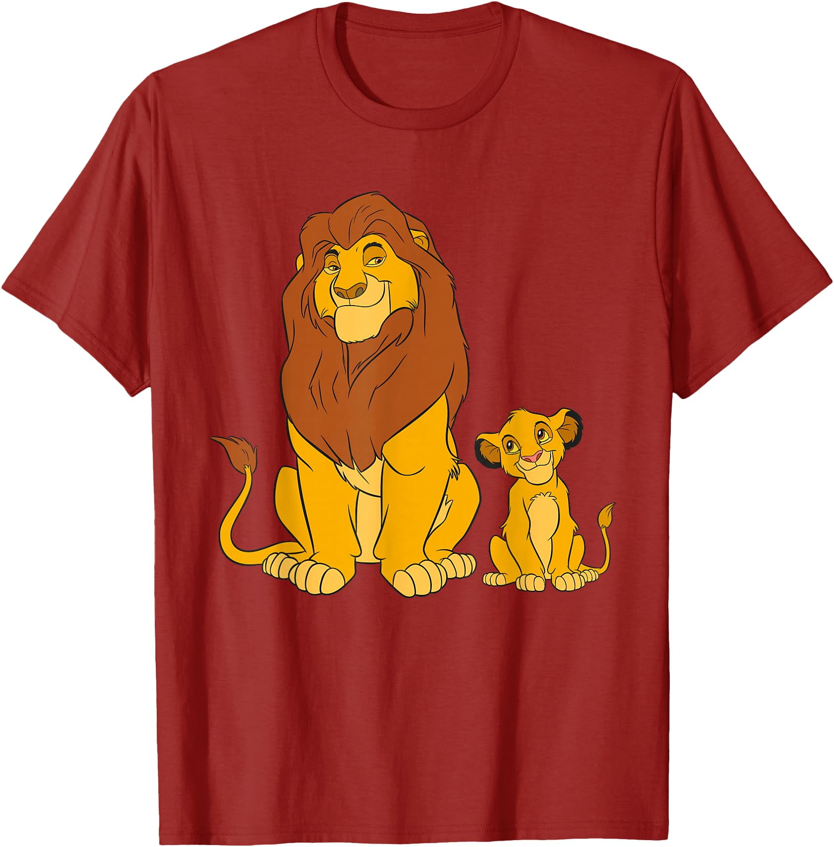 The Lion King Young Simba and Mufasa DTG Print Unisex T-Shirt,Cardinal ...