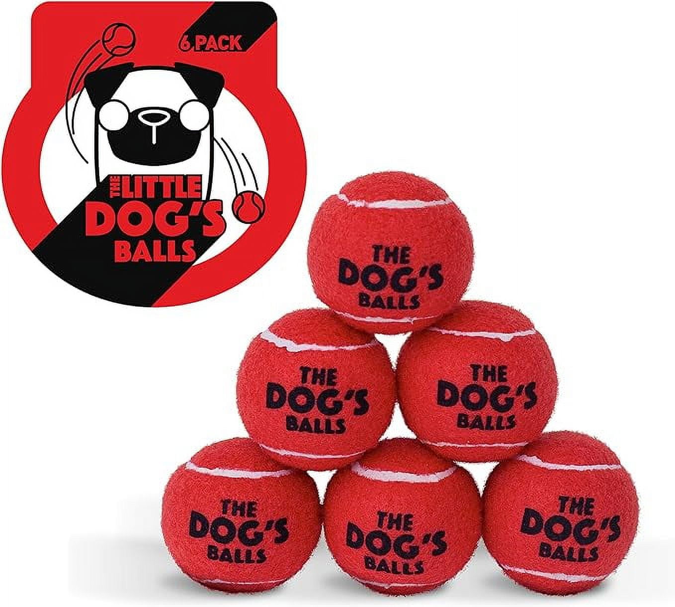 The Little Dog's Balls, Dog Tennis Balls, 6-Pack Red 1.9 inches ...