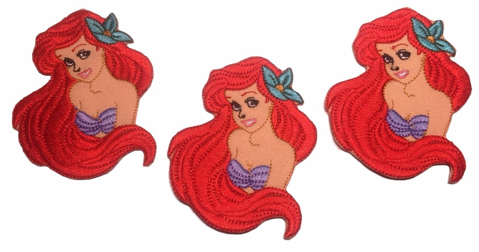 The Little Mermaid Ariel 3" Tall Embroidered Patch Set of 3 Patches ...