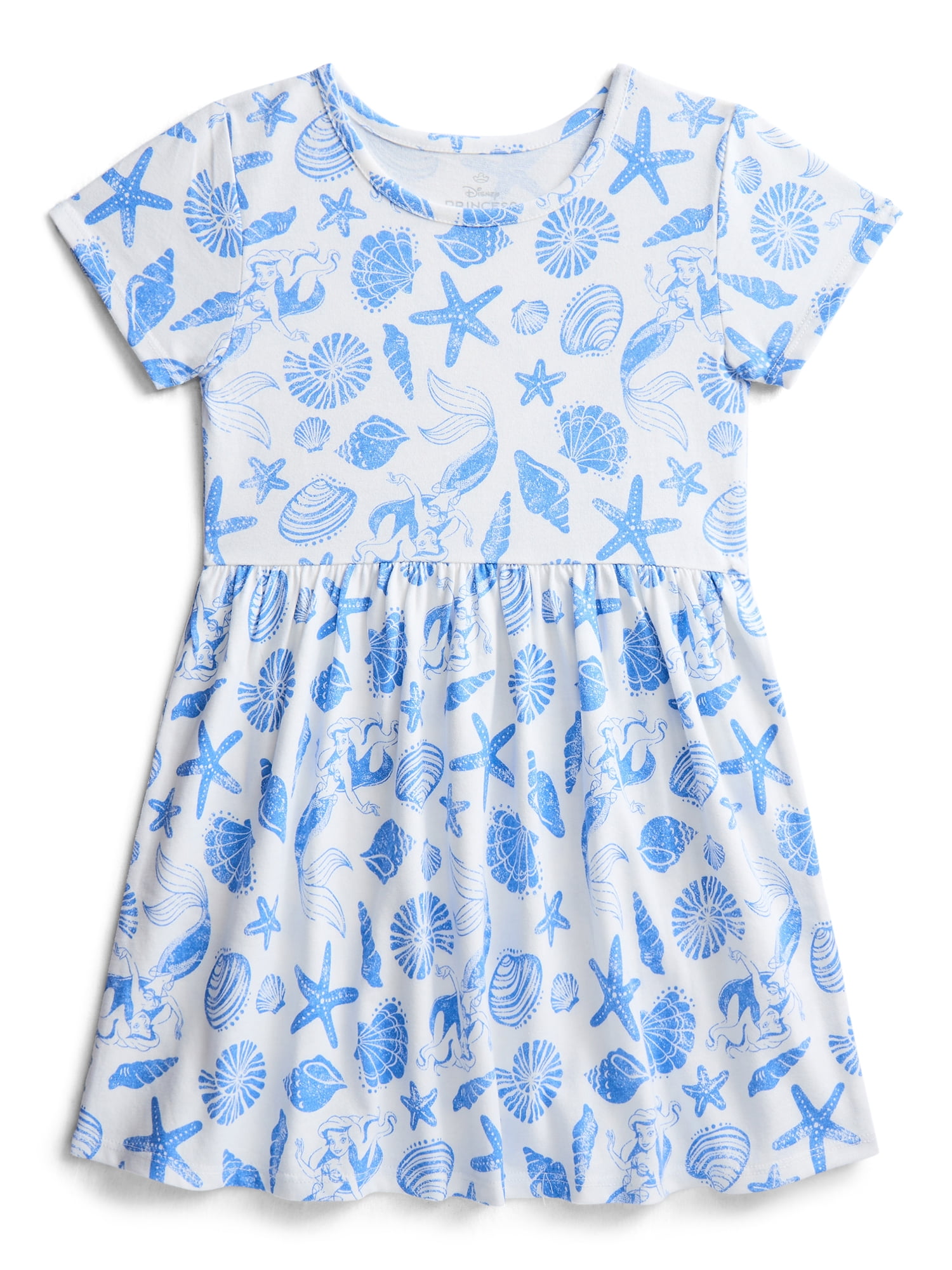 The Little Mermaid Ariel Girls Allover Print Dress with Short Sleeves ...