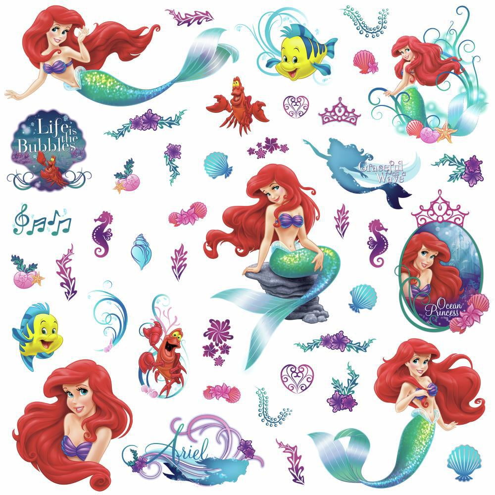 The Little Mermaid Ariel Peel and Stick Wall Decals 43 Girls Bedroom ...