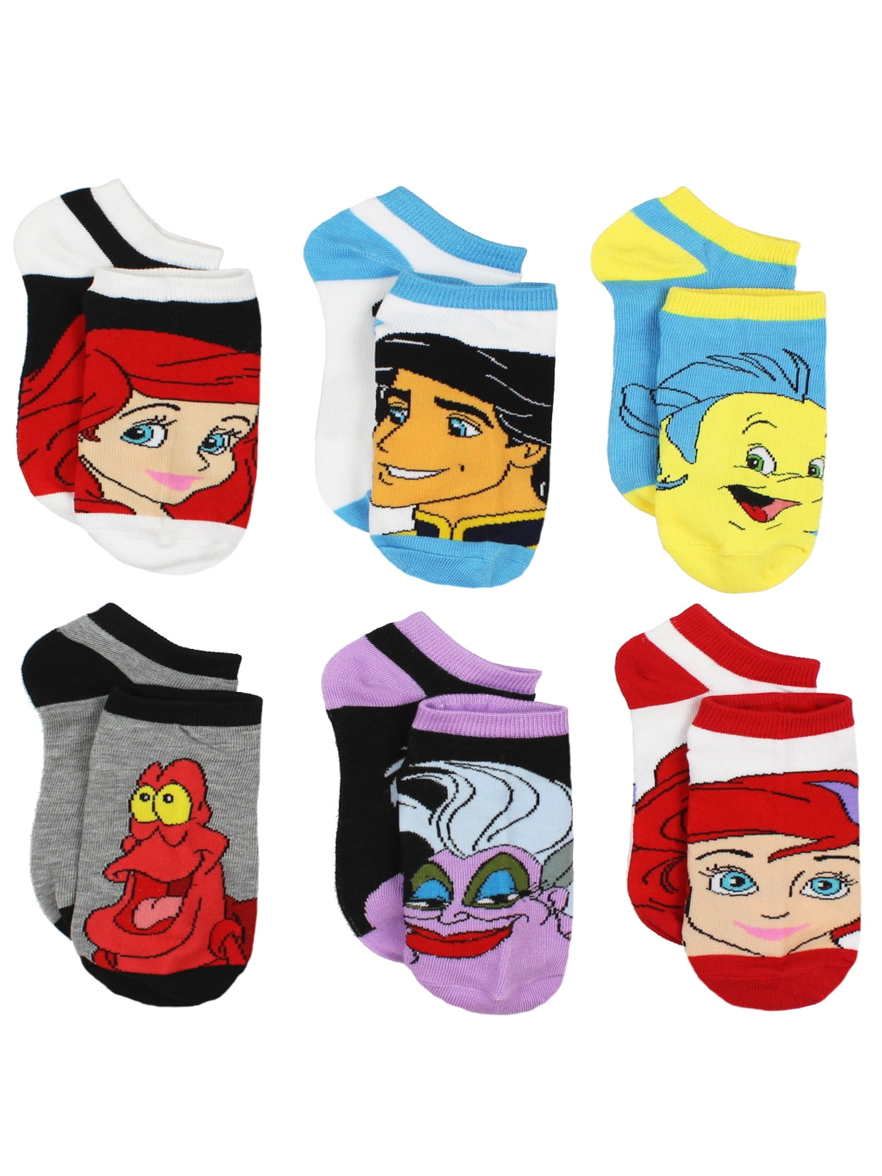 The Little Mermaid Ariel Womens 6 pack Socks (Teen/Adult) 1764FH Disney ...