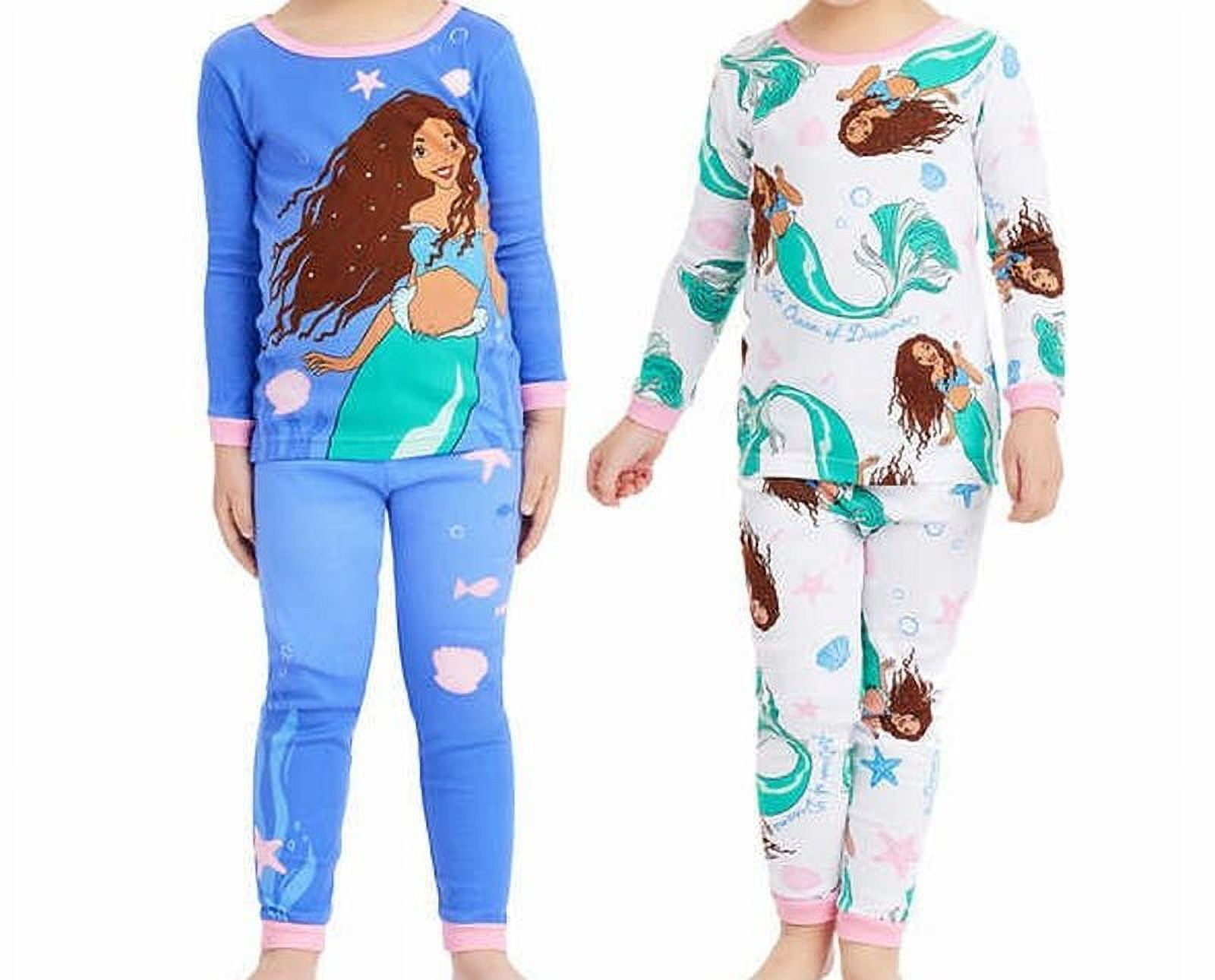 The Little Mermaid Girl's 4-Piece Long-Sleeved Pajama Set, Size 4T ...