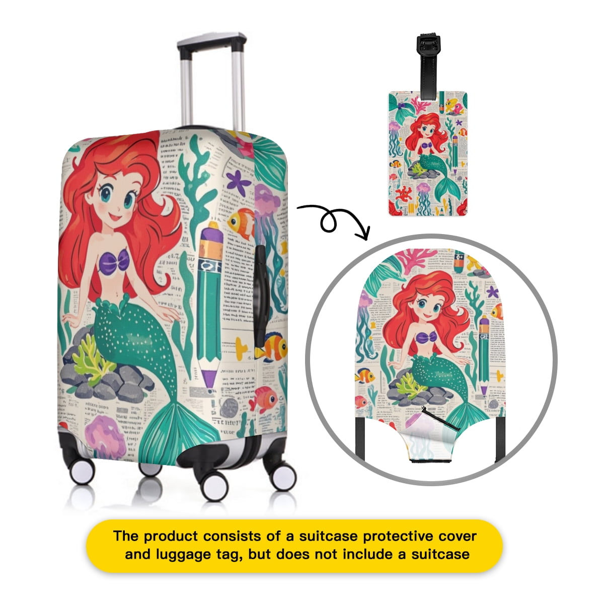 The Little Mermaid Luggage Cover, Hard Shell Suitcase Cover with ...