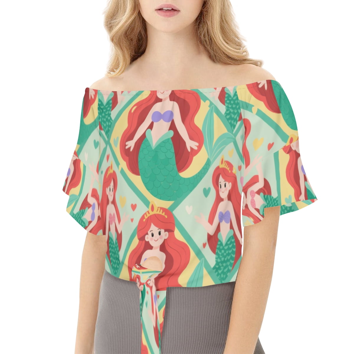 The Little Merm×aid Women's Short-Sleeved Sexy Slim-Fitting Top ...