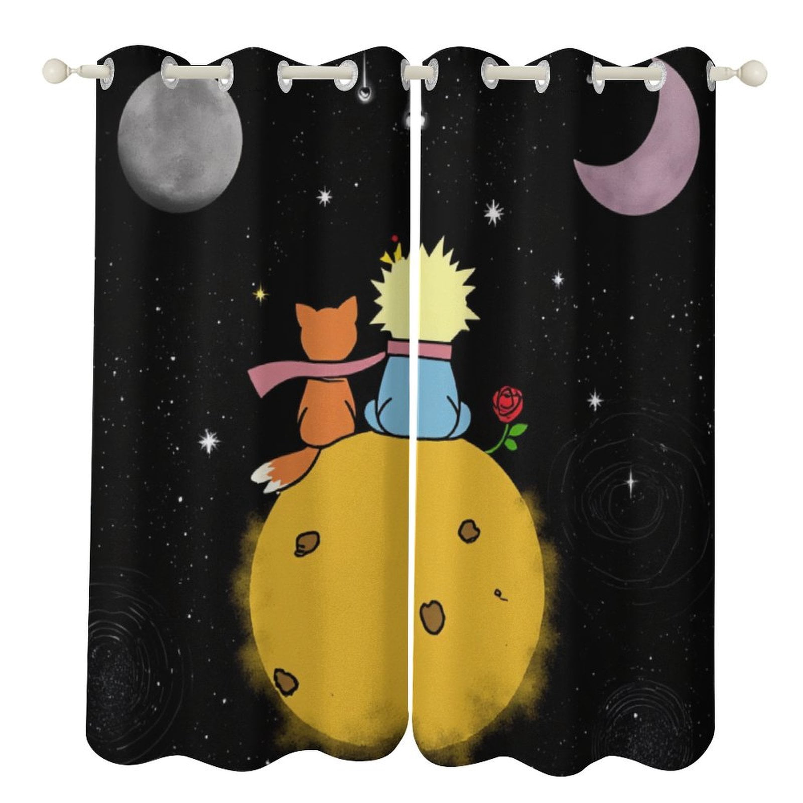 The prince And Fox on Moon Blackout Window Curtains for Bedroom Living ...