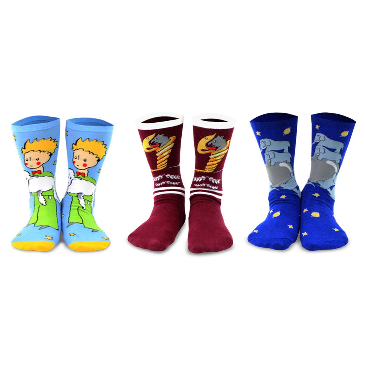 The Little Prince Silly Fun Fox and Airplane Kids Crew Socks - 3 Pairs ...