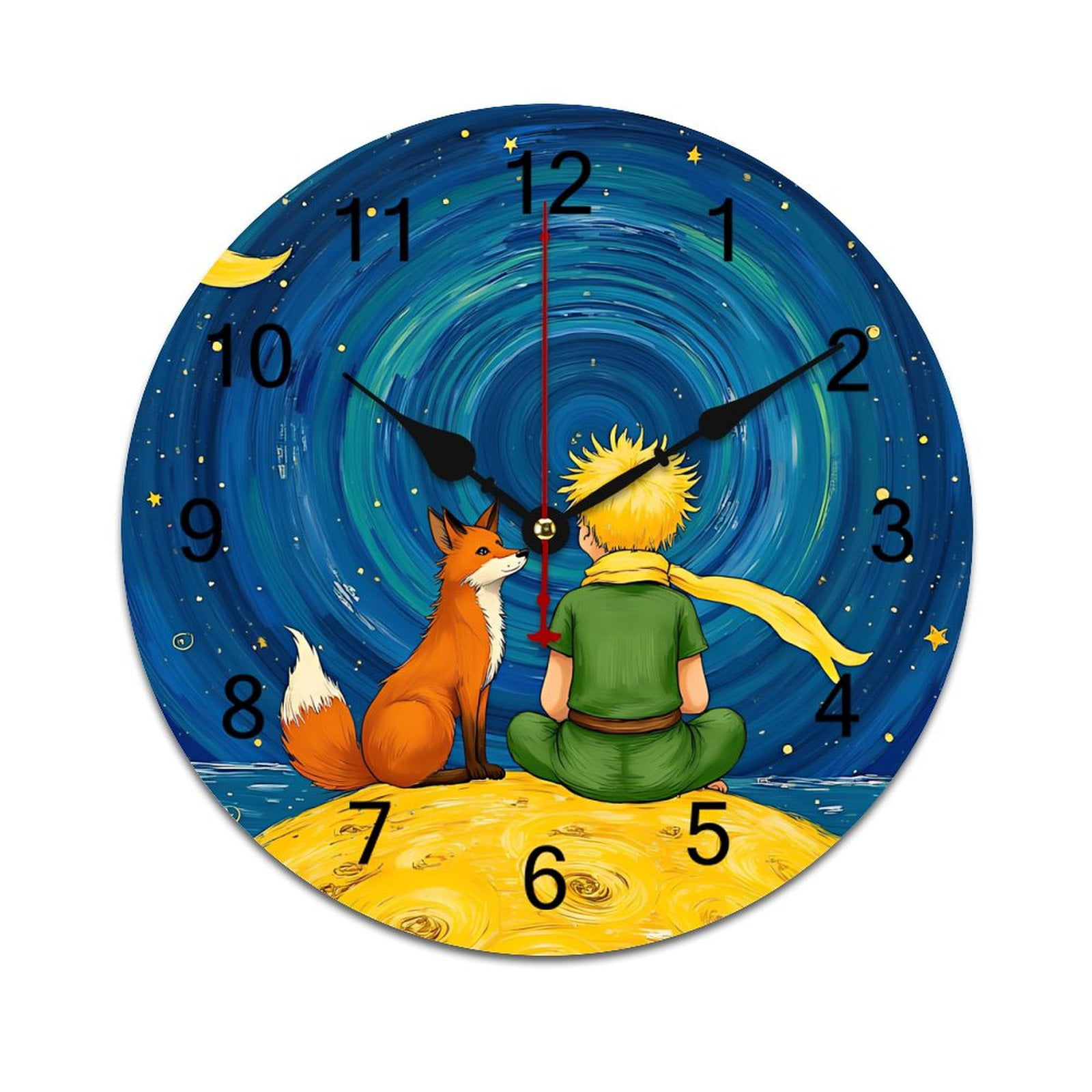 The Prince's Red Rose And Fox Time Decorative Wall Clocks Round Large ...
