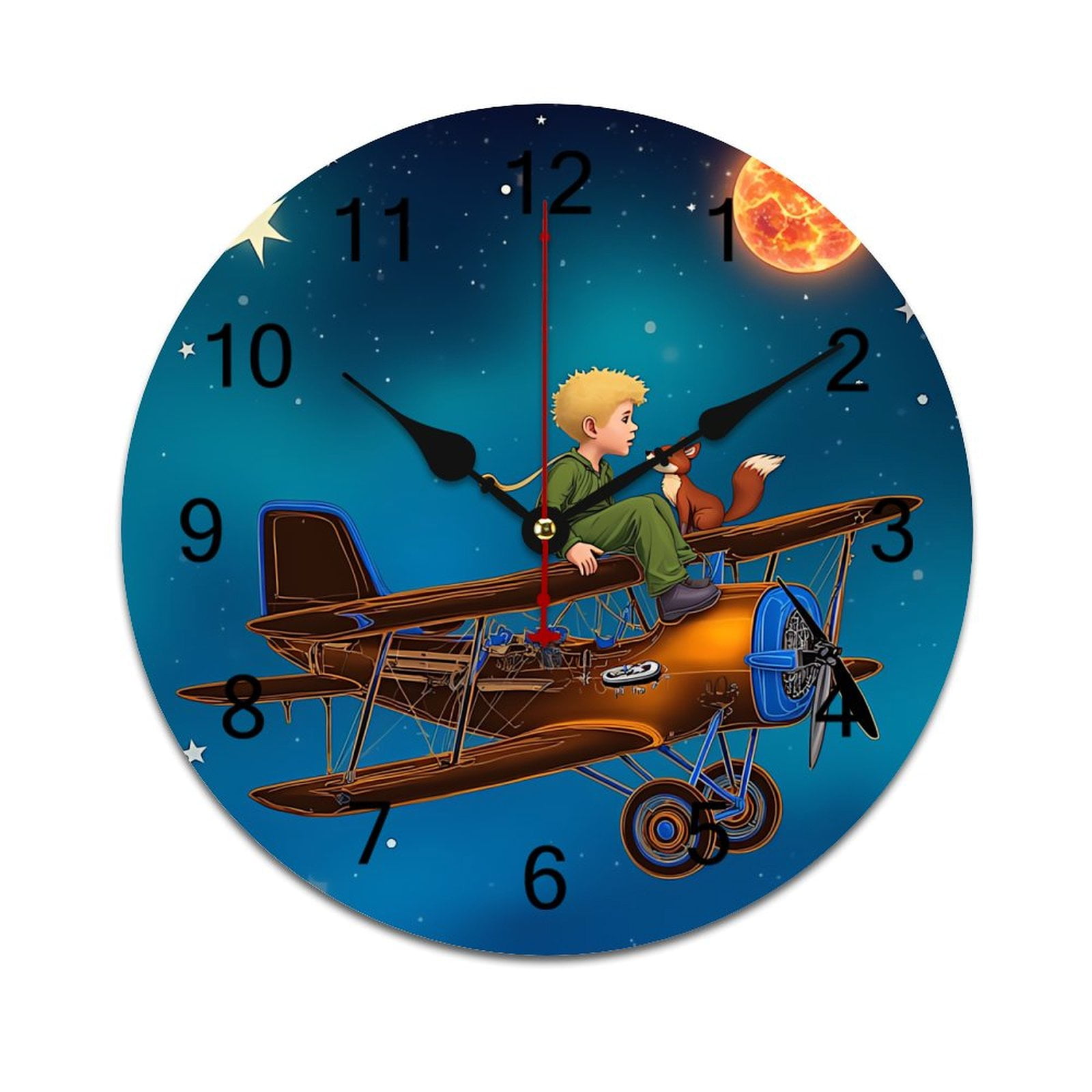 The Little Prince's Red Rose And Fox Time Decorative Wall Clocks Round ...
