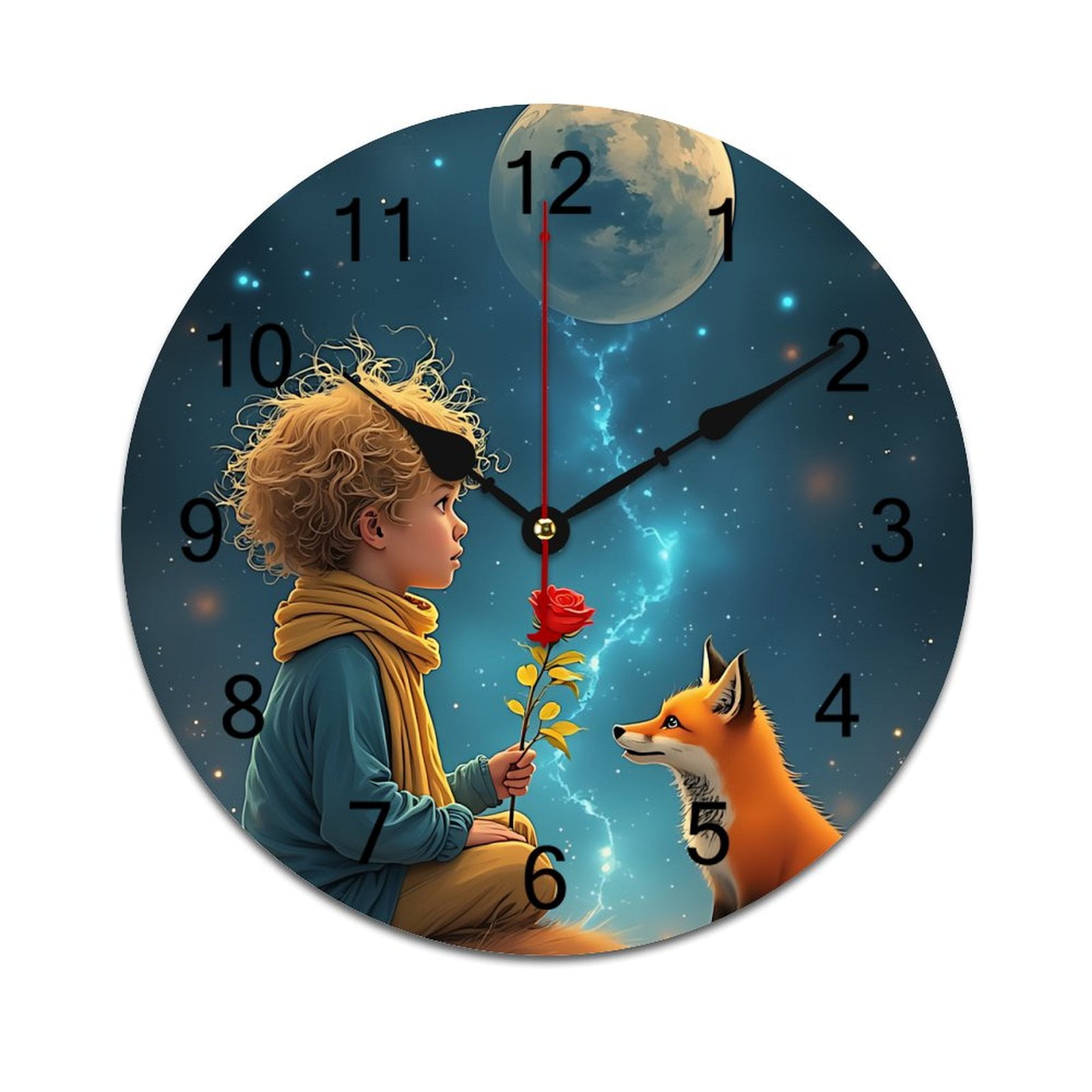 The Little Prince's Red Rose And Fox Time Decorative Wall Clocks Round ...