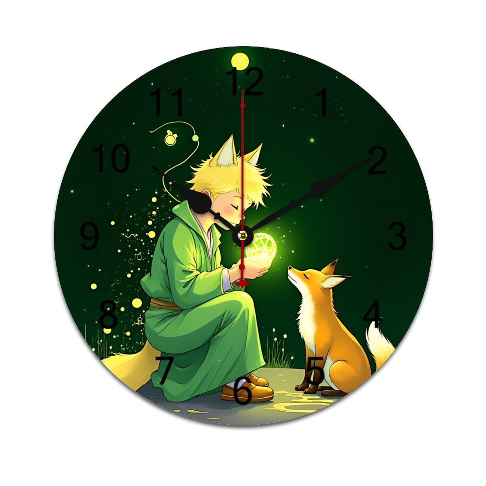 The Little Prince's Red Rose And Fox Time Decorative Wall Clocks Round ...