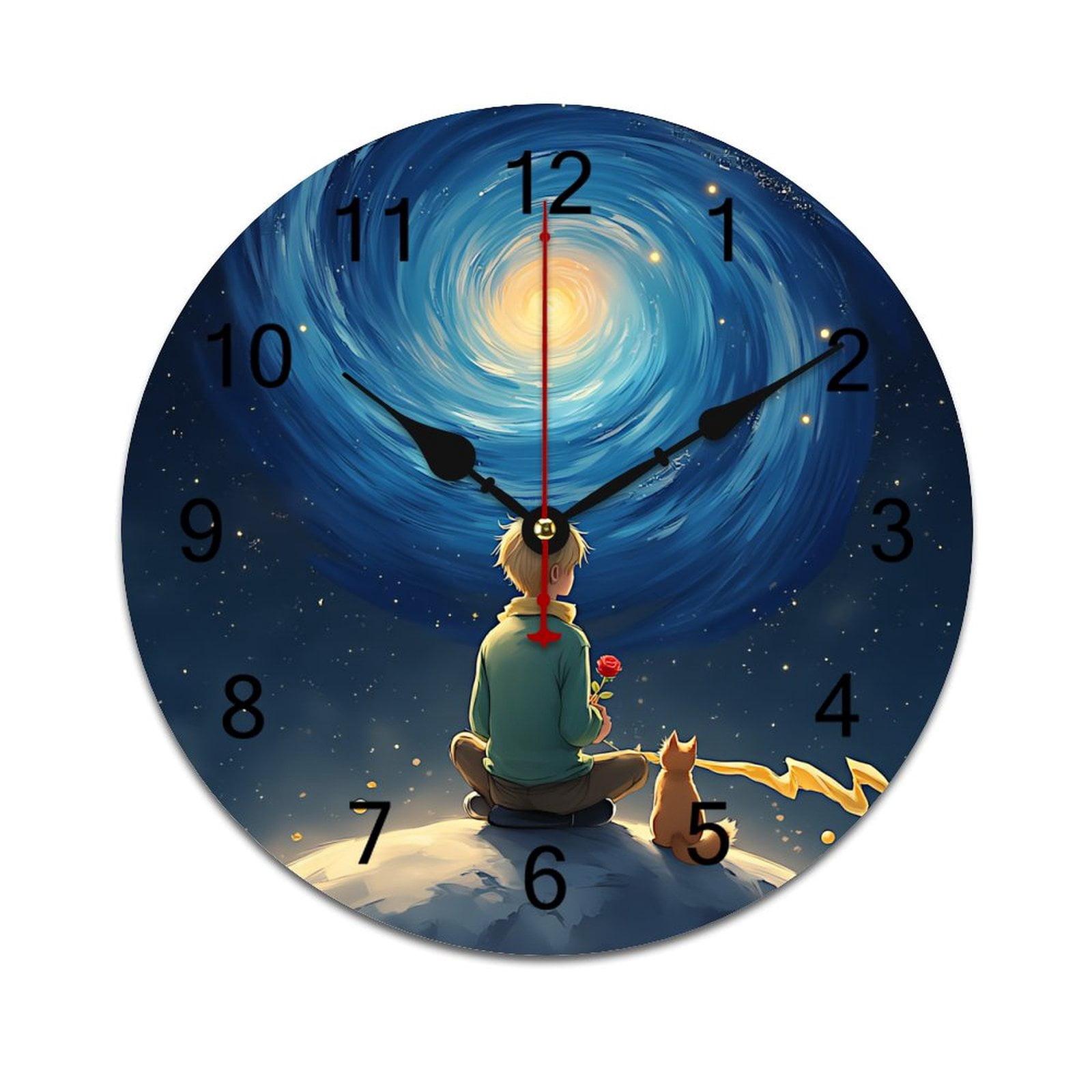 The Little Prince's Red Rose And Fox Word Saying Big Wall Clock Home ...