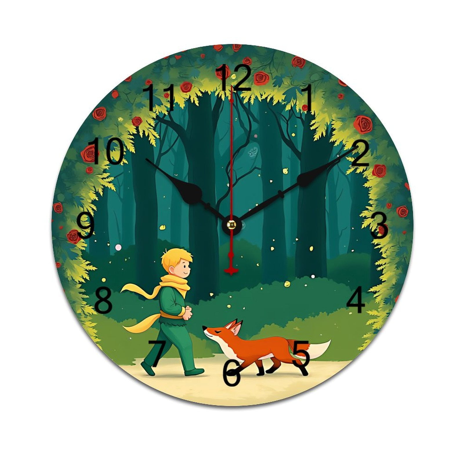 The Little Prince's Red Rose And Fox Word Saying Big Wall Clock Home ...