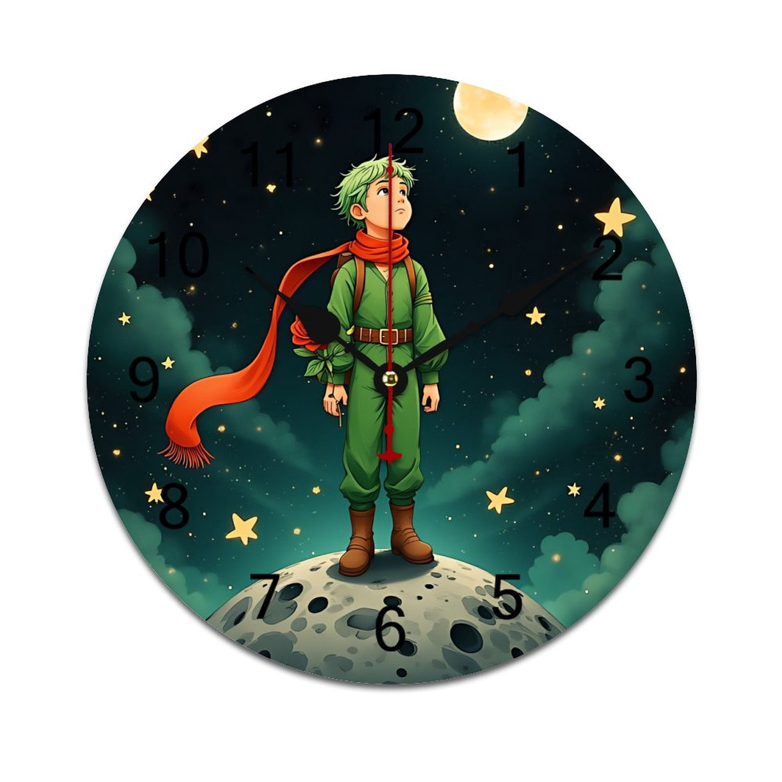 The Little Prince's Red Rose Word Saying Big Wall Clock Home Decor Art ...