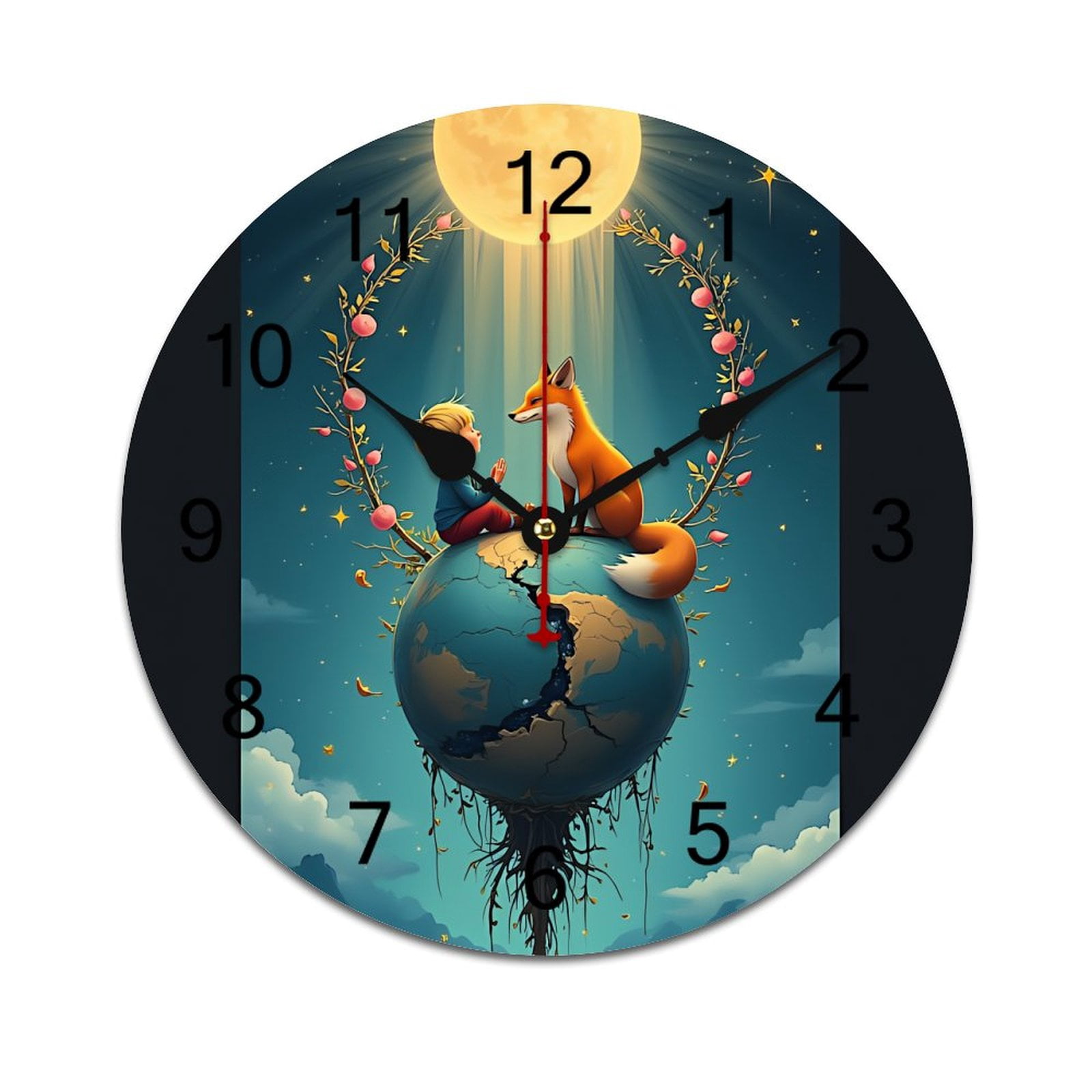 The Little Prince's Red Rose Word Saying Big Wall Clock Home Decor Art ...