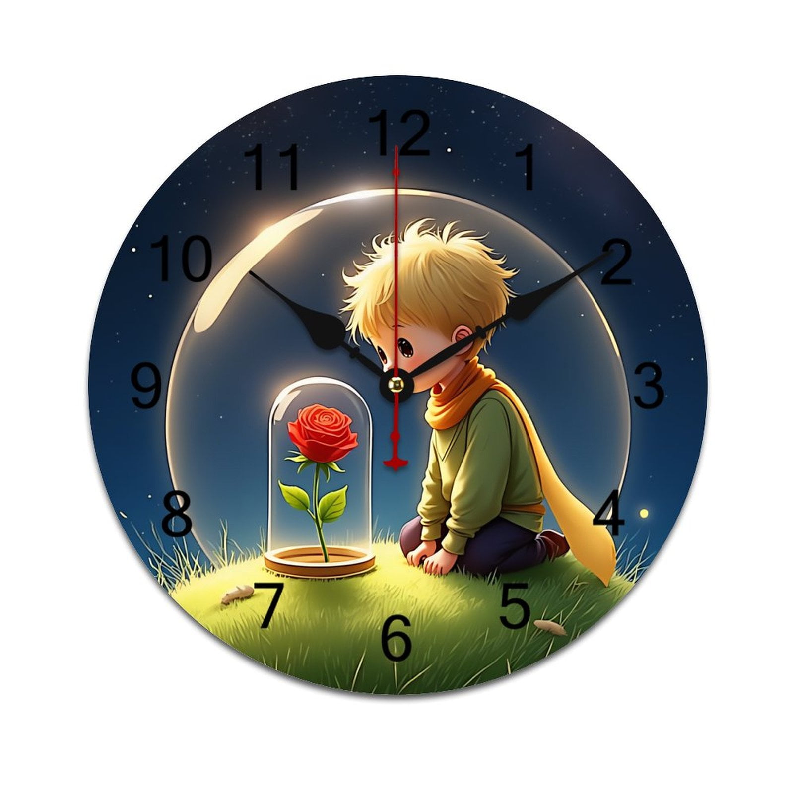 The Prince's Red Rose Word Saying Big Wall Clock Home Decor Art Watch ...
