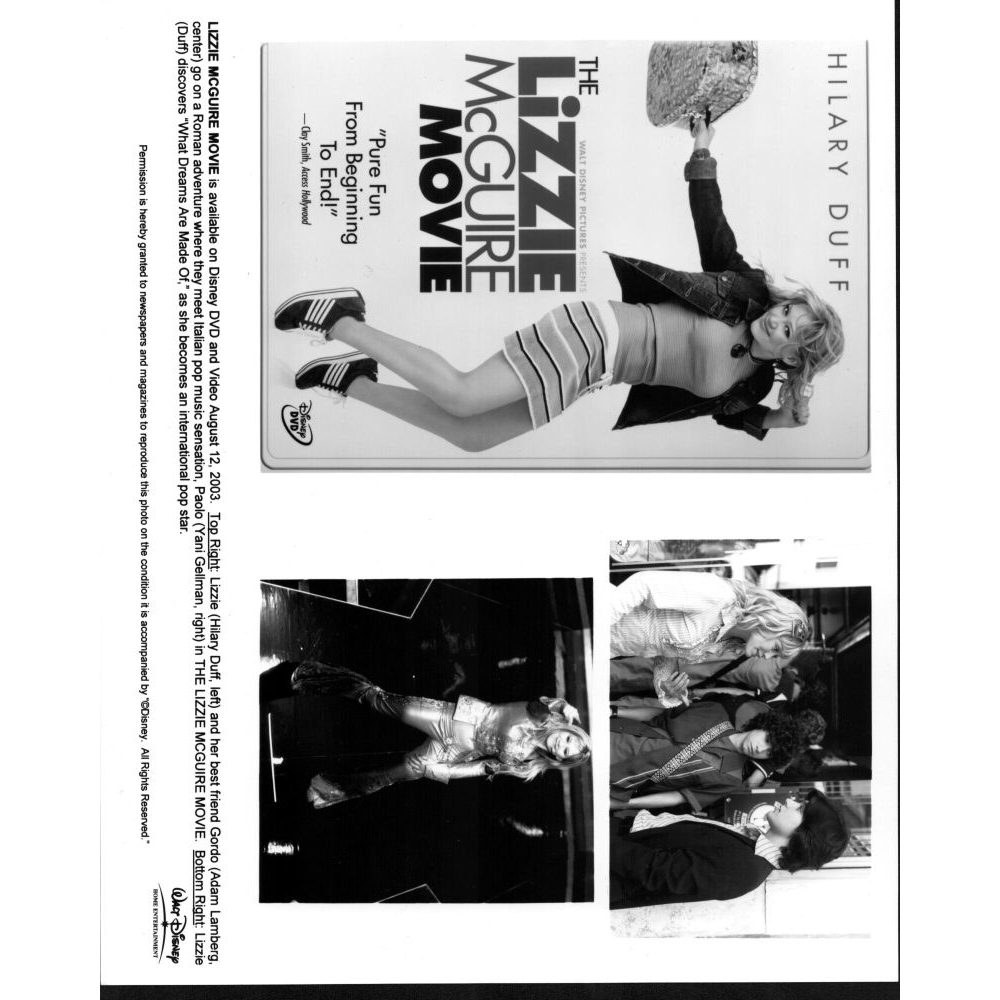 The Lizzie Mcguire Movie Dvd Ad With Summary Black And White Photo ...