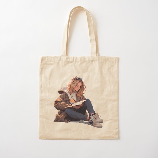 The Lofi Girl Reading Book - Reading Cartoon Characters Cotton Tote Bag ...