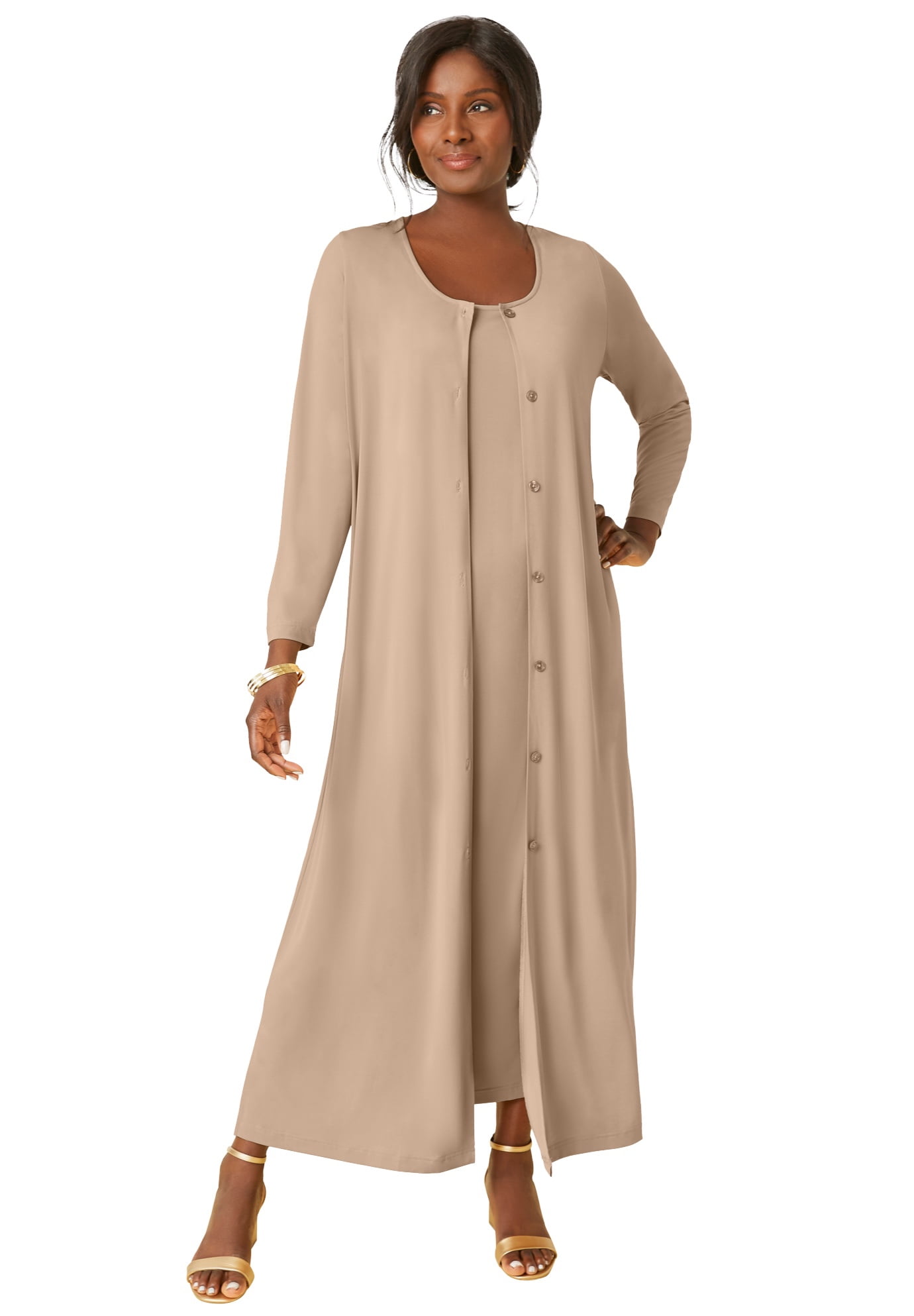 The London Collection Women's Plus Size Duster Set, Knit Dress, Stretch ...