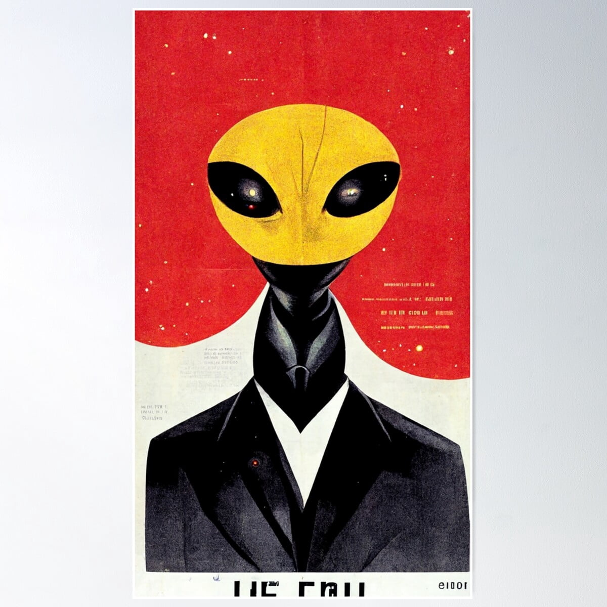 The Long Neck Yellow Headed Alien. Poster Wall Art, Modern Wall Decor ...