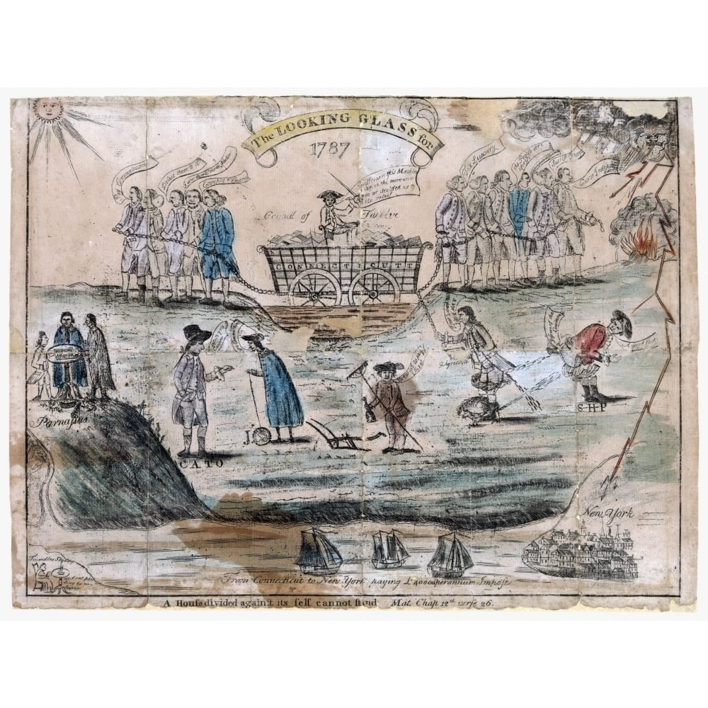 The Looking Glass For 1787. Political Cartoon About The Ratification Of ...