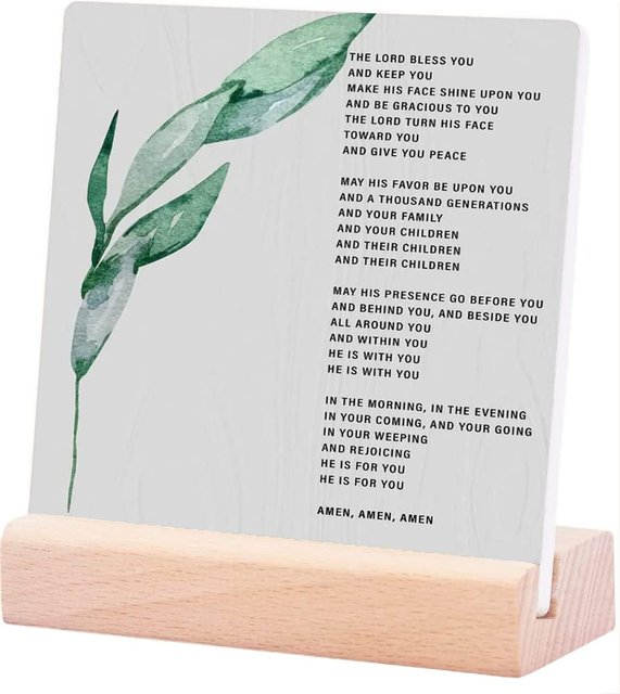 The Lord Bless You Christian Ceramic Table Plaque with Wooden Stand ...