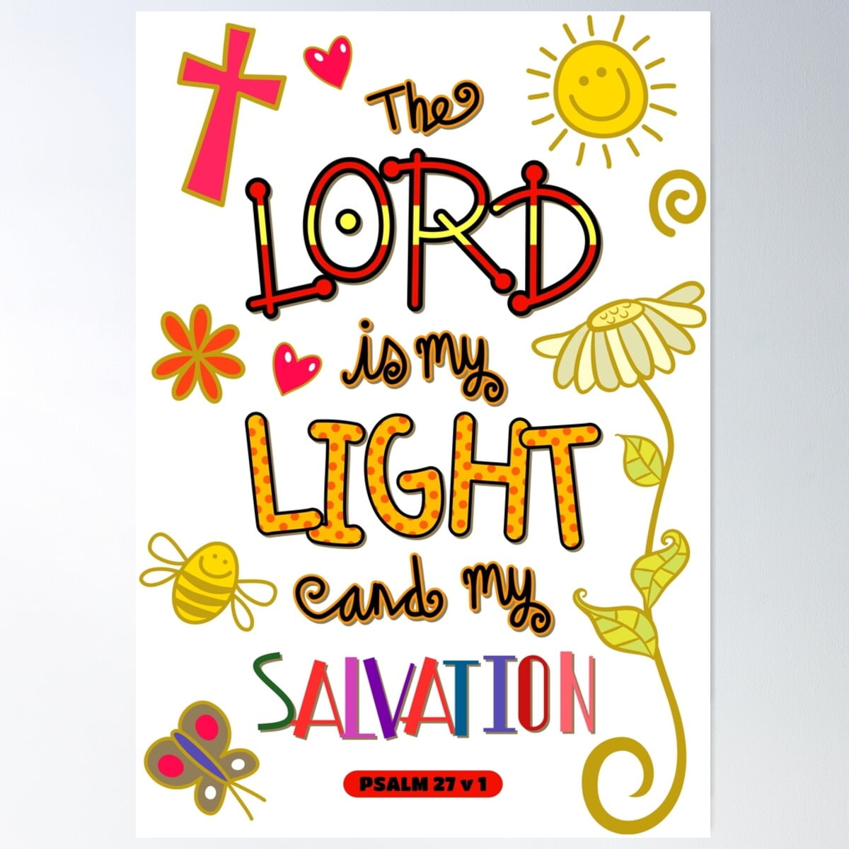 The Lord Is My Light And My Salvation - Bible Scripture Poster Wall Art ...