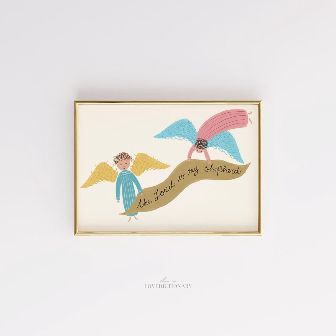 The Lord Is My Shepherd Christian Psalm 23 Print Angels, Unframed ...