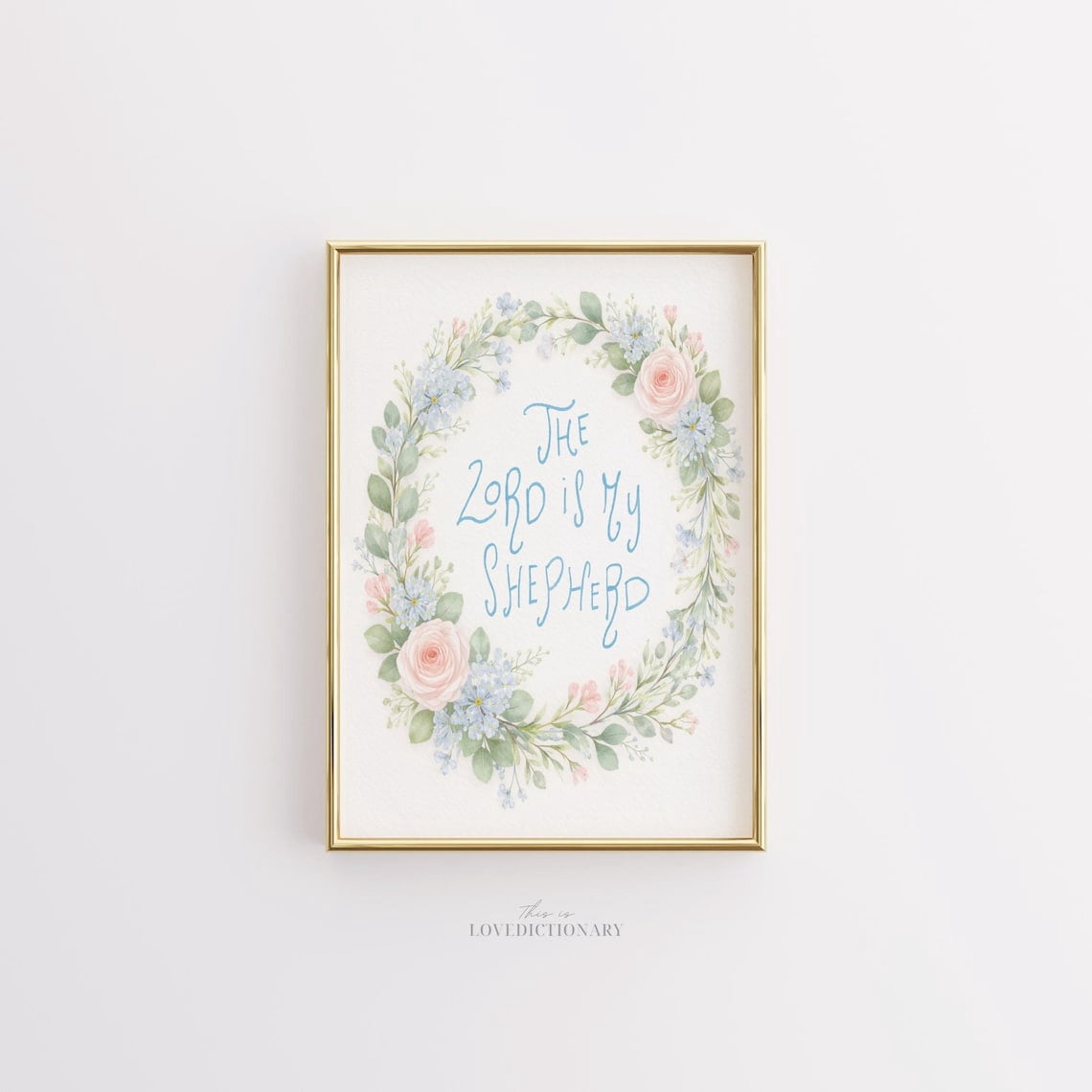 The Lord Is My Shepherd Christian Wall Art Floral Wreath Bible Verse ...