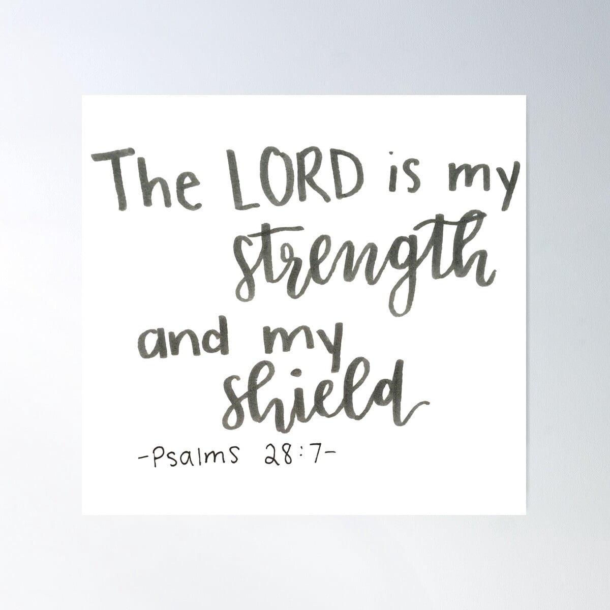 The Lord Is My Strength And My Shield Bible Verse Poster Wall Art ...