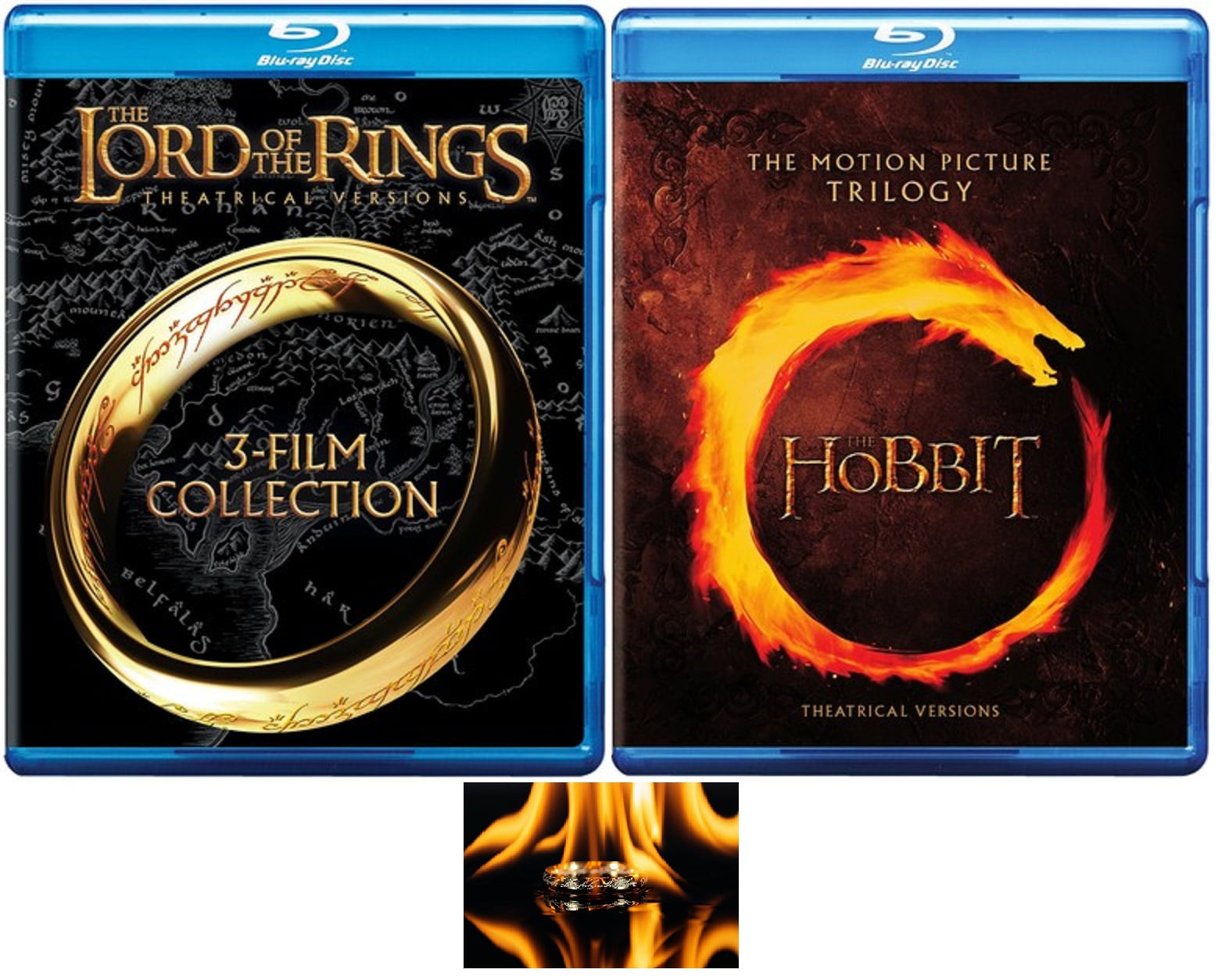 The Lord Of the Rings Trilogy & The Hobbit Trilogy 9 Disc Blu Ray Set Includes Precious Ring ...