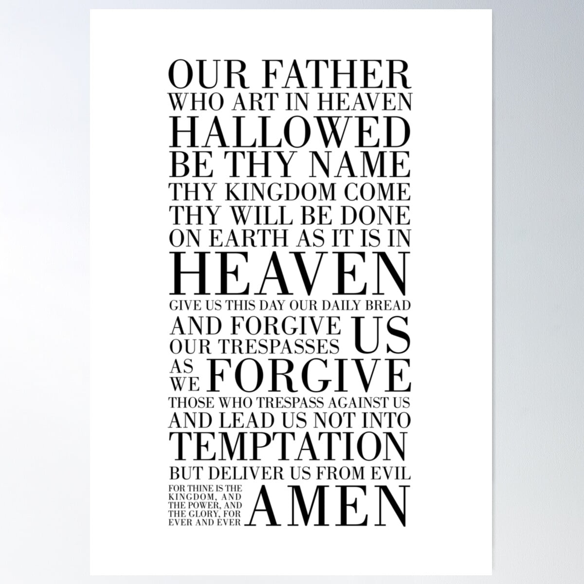 The Lord'S Prayer (Our Father) Poster Wall Art, Modern Wall Decor For ...
