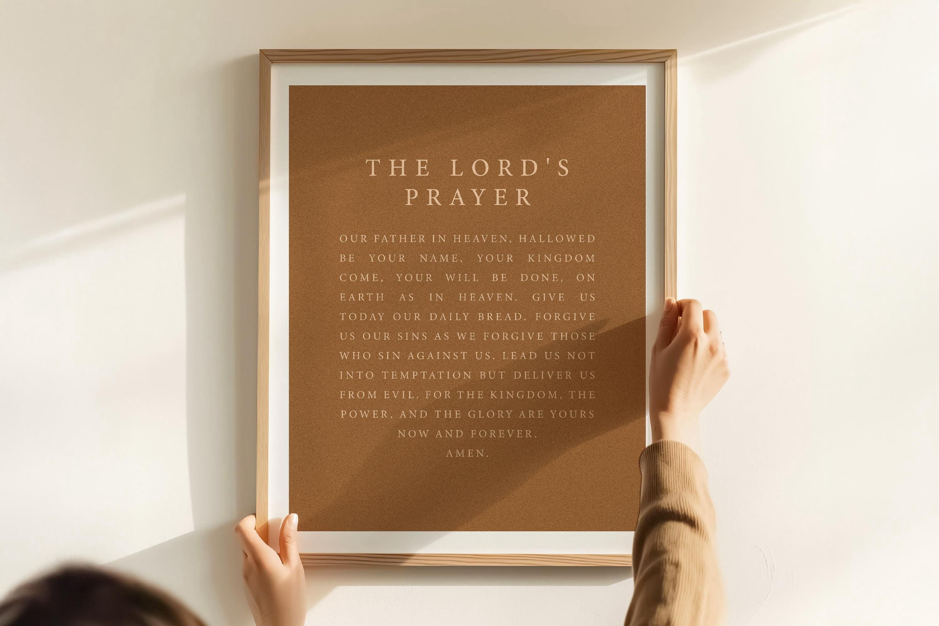 The Lord'S Prayer Poster - Christian Wall Art, Jesus Print (Brown/Beige ...