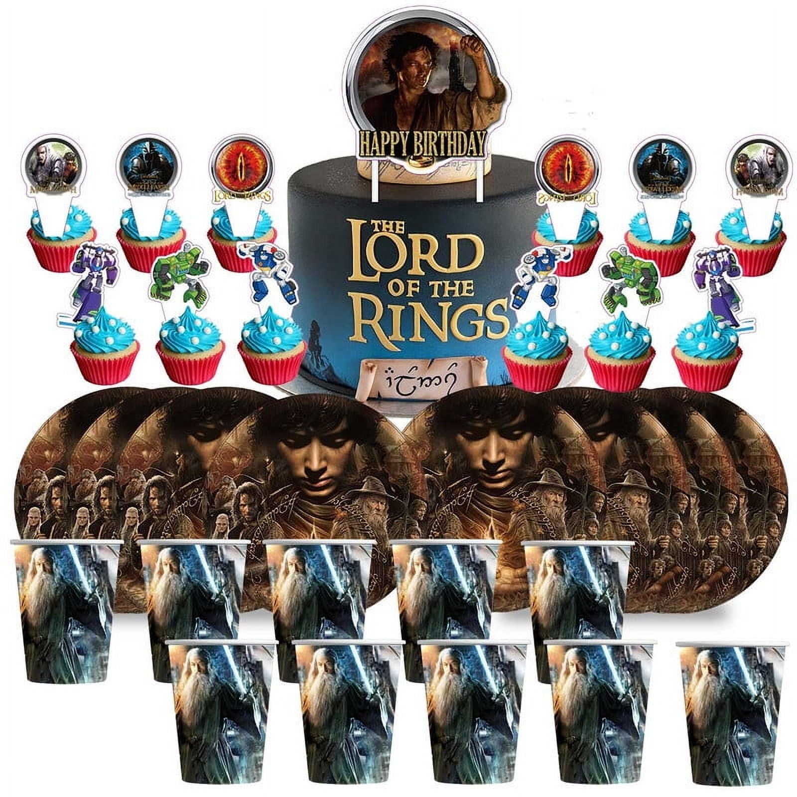 The Lord of Rings Birthday Cups Party Supplies Plates Fans Decorations ...