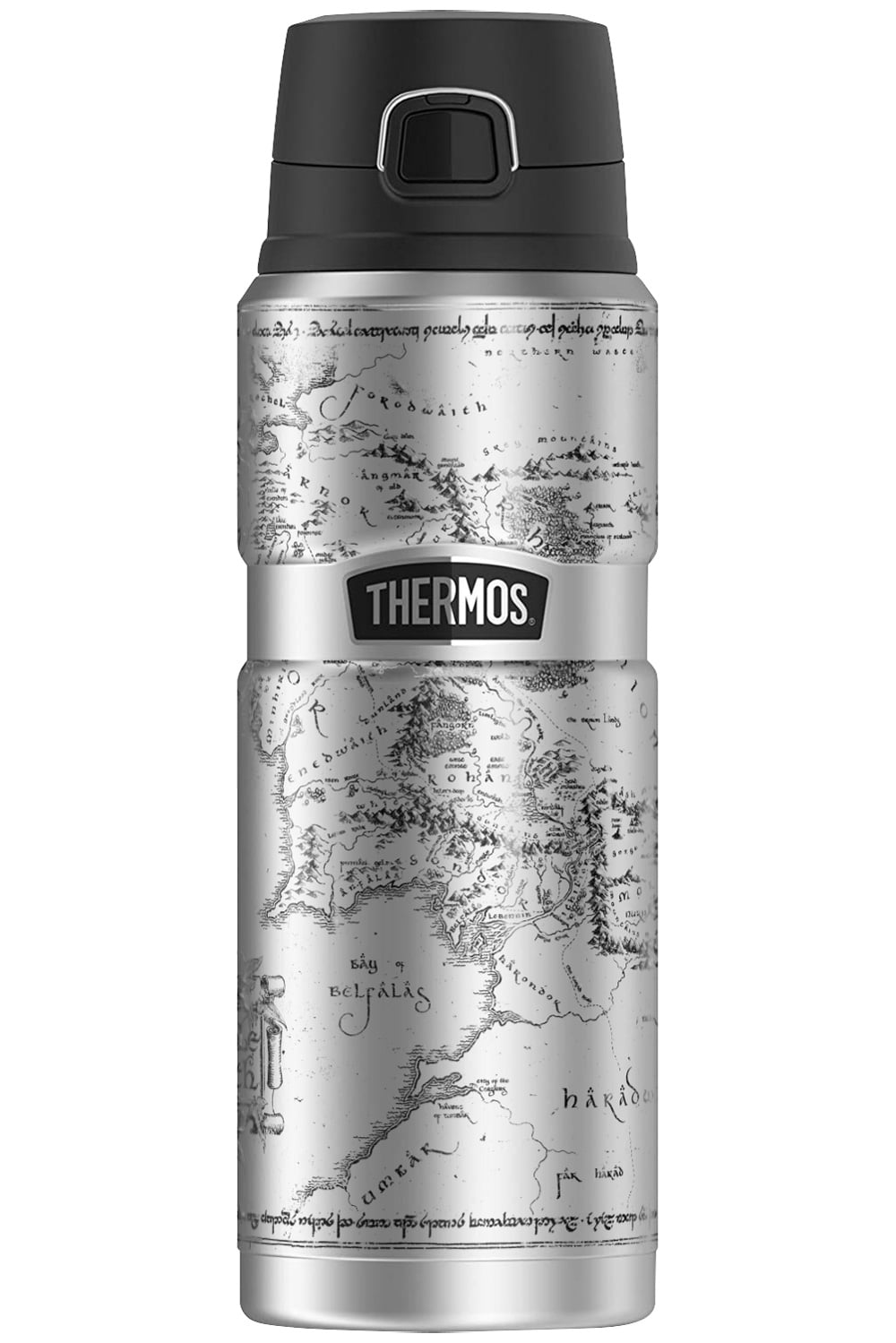 The Lord of The Rings Metallic Middle Earth Map THERMOS STAINLESS KING ...