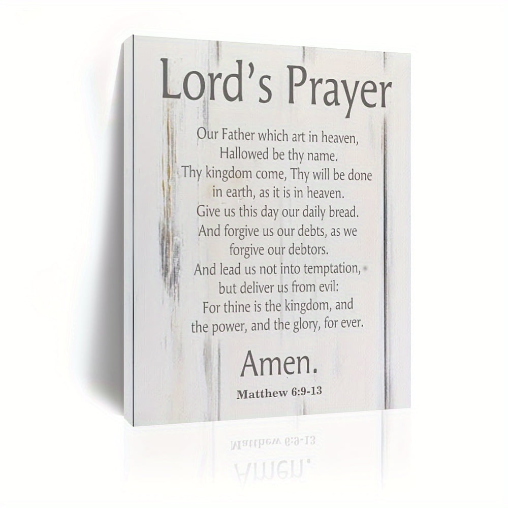 The Lord's Prayer Framed Canvas - Wood Frame Scripture Wall Art with ...