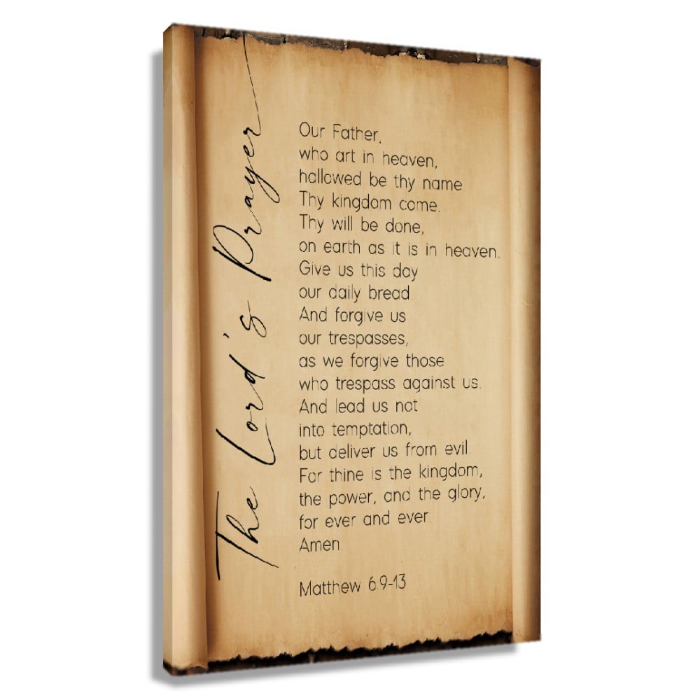 The Lord's Prayer Matthew 6 9-13 Bible Verse Wall Art Vintage Scripture ...