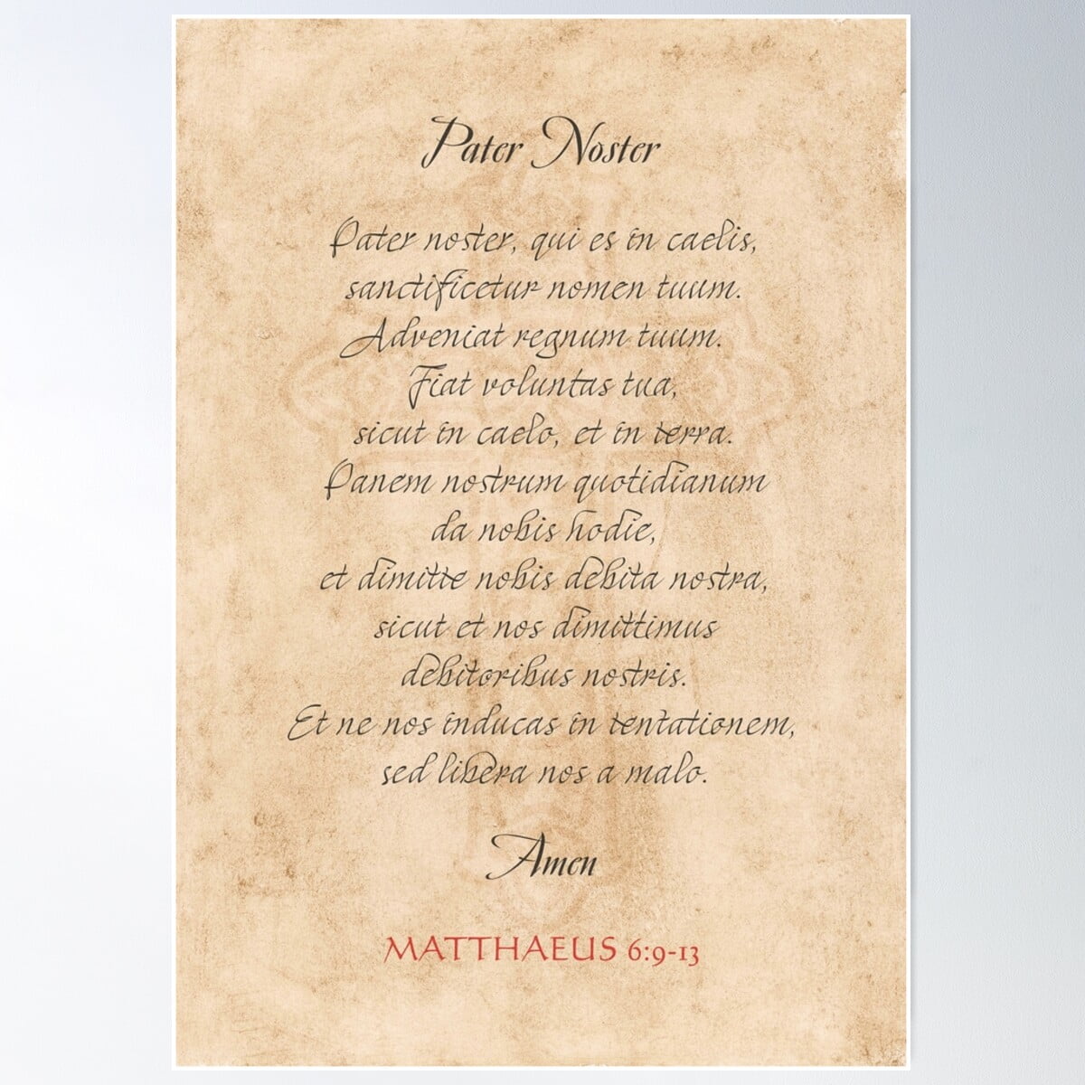 The Lords Prayer In Latin Pater Noster Psalm Matthew 6 Poster Wall Art ...