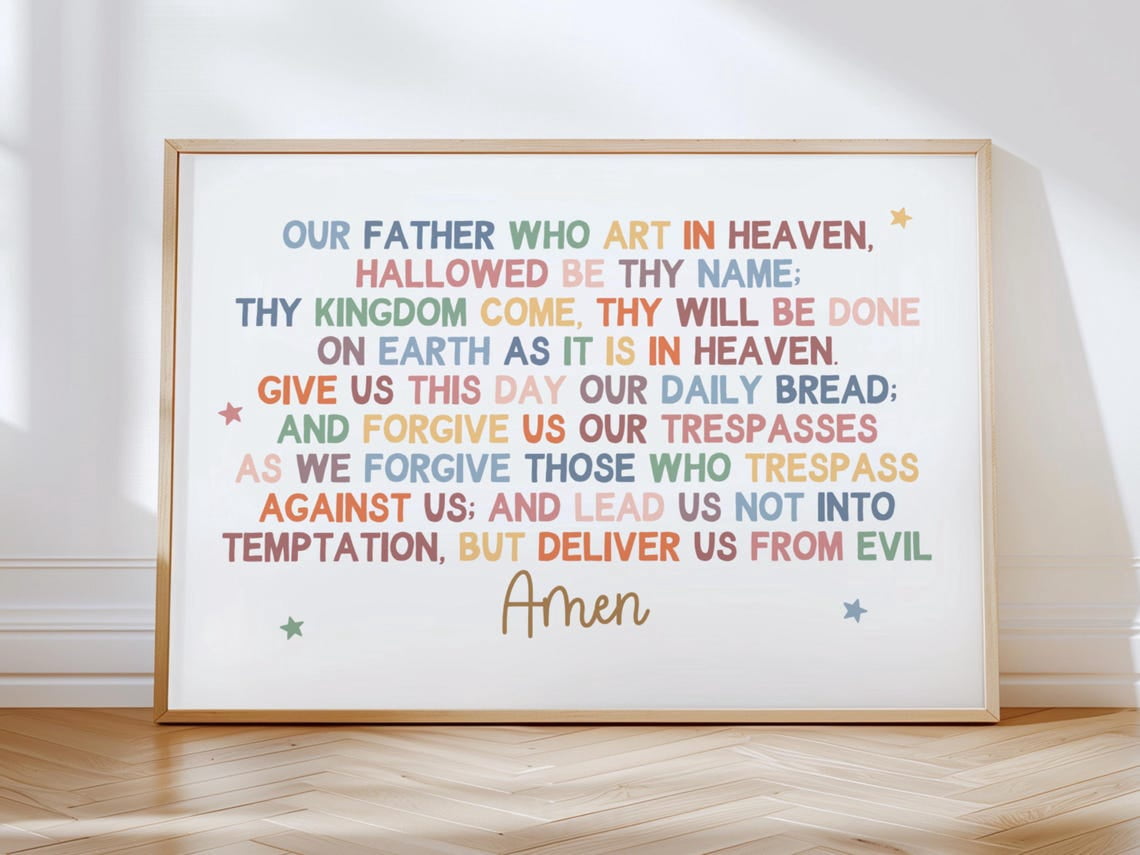 The Lords Prayer Poster Christian Classroom Decor Bible Art Design 2 ...