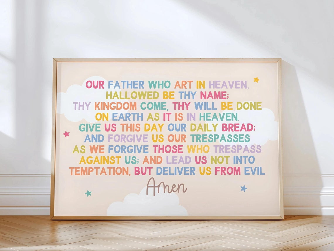 The Lords Prayer Poster Christian Classroom Decor Children Bible Art ...