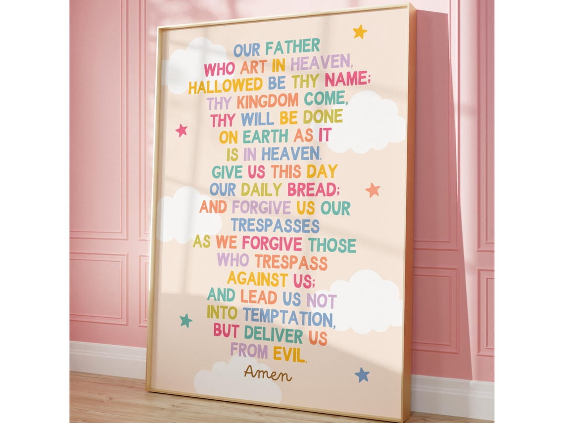 The Lords Prayer Poster Christian Classroom Decor Children Bible Verse ...