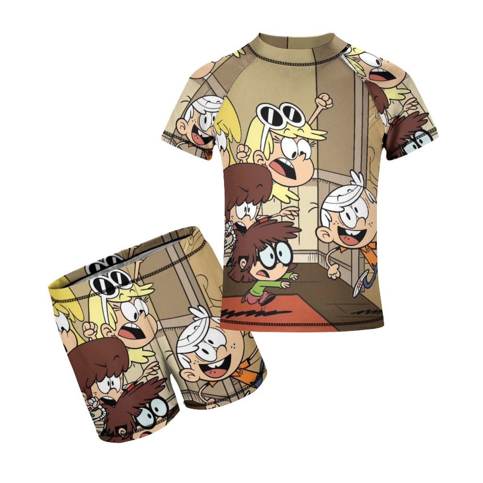 The Loud House Boys 2-Piece Swimsuit Set, Short Sleeve Rash Guard ...